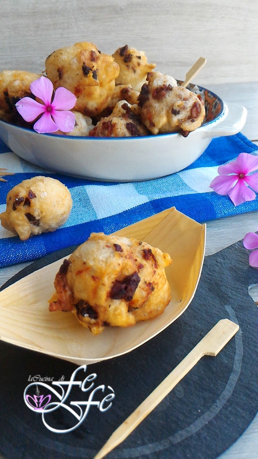 FRIED DOUGH BALLS WITH OLIVES AND SUN-DRIED TOMATOES - Delicious Recipes